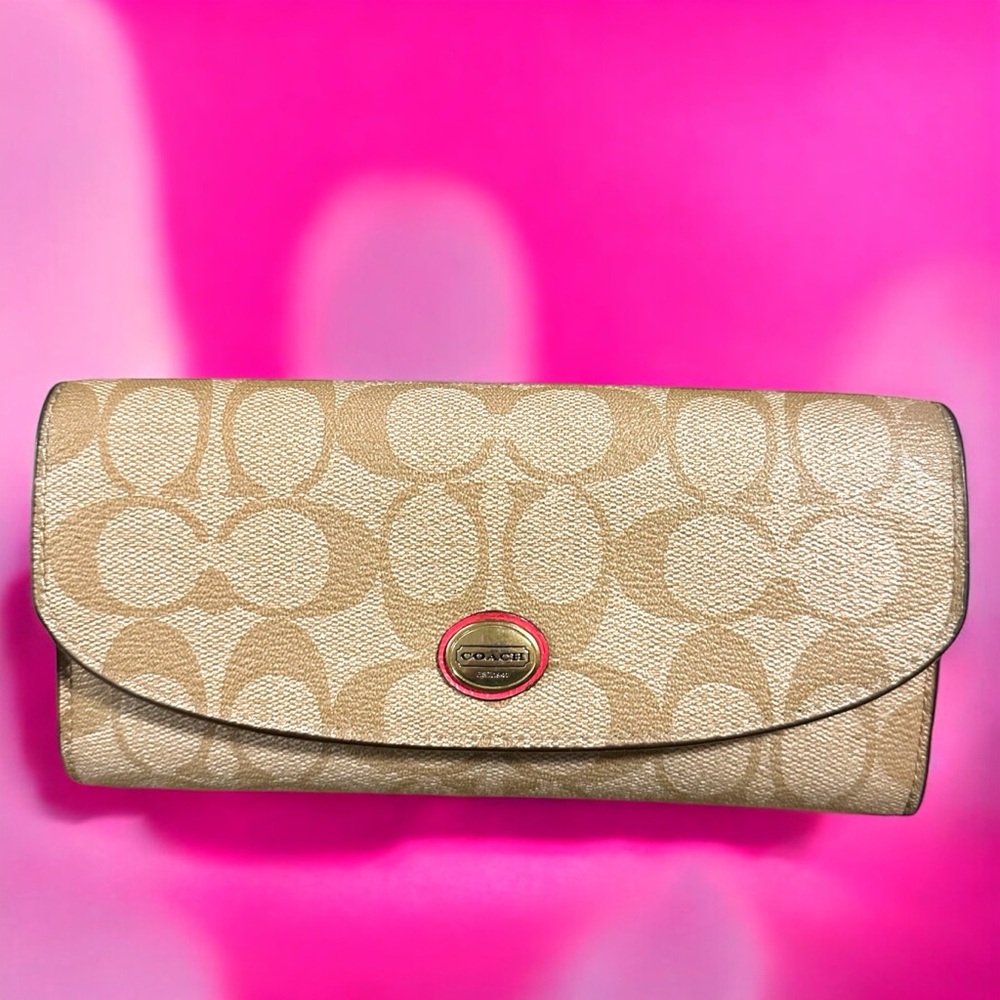 Coach Peyton Pink Monogram Wallet - Gem